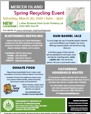 Mercer Island Spring Recycling Event to take place on March 30th - My Mercer Island My Mercer Island